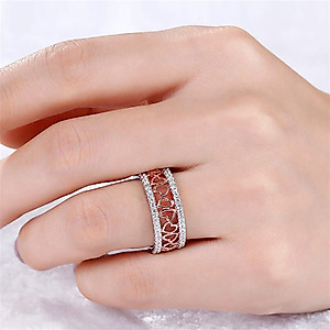 Jeulia Rose Gold Two Tone Engagement Rings for Women Round Cut Jewelry Bridal Sets Stackable Band Ring Sets Anniversary Promise Rings with Jewelry Gift Box (Heart 1, 8)