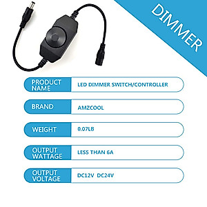 LED Strip Lights Dimmer Switch Stepless Compatible for LED Dimmable Lights, LED Rope Light 3528,5050,5630(3 Pack)