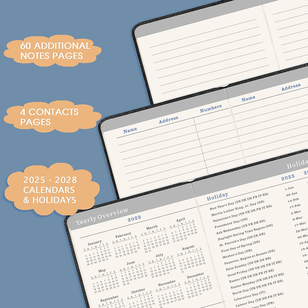 2023-2026 Pocket Planner - Monthly Pocket Planner (36-Month) with 60 Notes Pages, Jul. 2023 - Jun. 2026, 6.2" x 4", 3 Year Monthly Planner with Contacts, Holidays and Pen Holder, Back Pocket with Thick Paper - Black