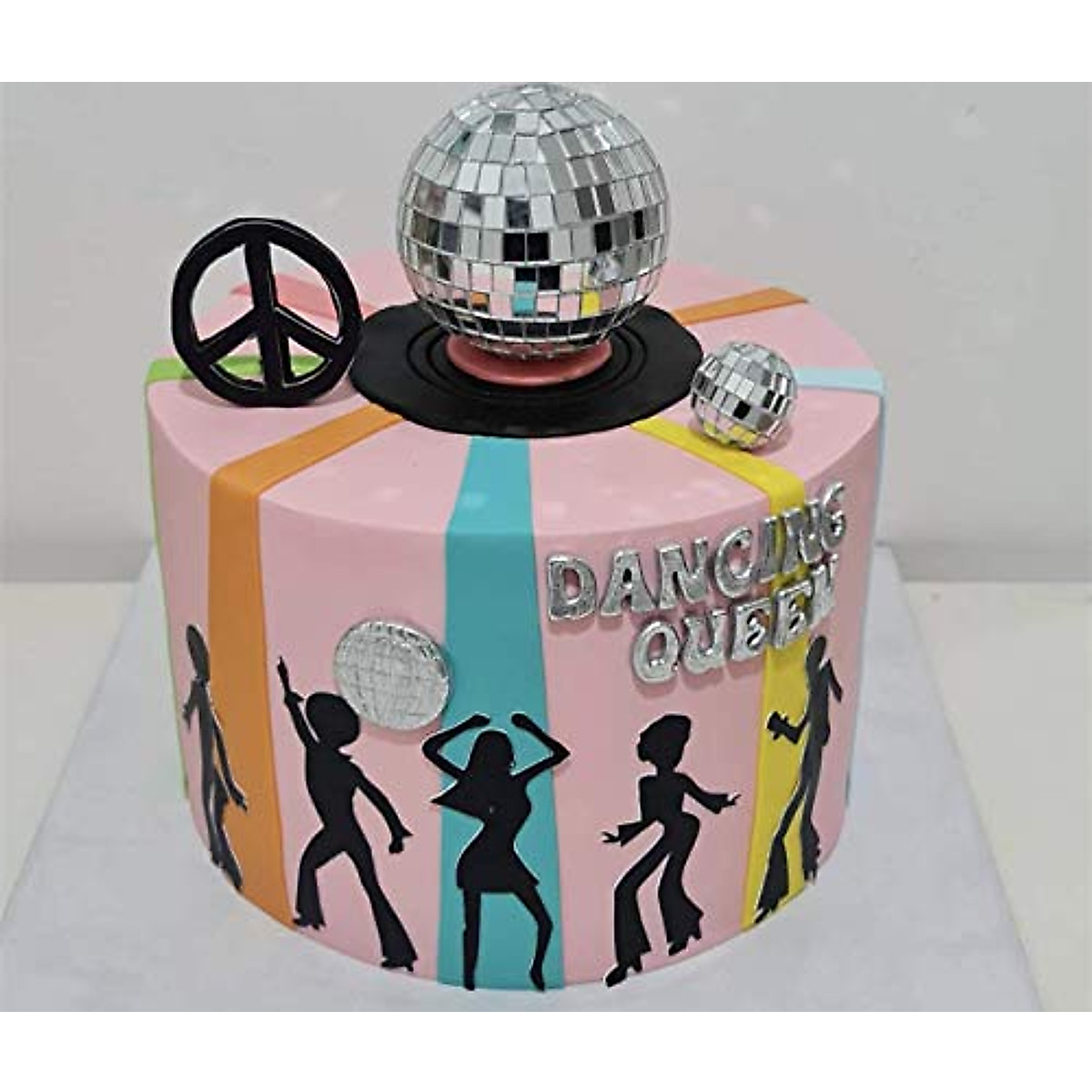JeVenis Disco Ball Cake Decoration 70's Disco Cake Decoration Disco Ball Toppers Saturday Night Fever Party Supplies Disco Ball Dance Birthday Party Supplies