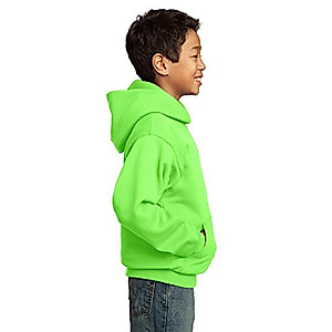 Port & Company - Youth Core Fleece Pullover Hooded Sweatshirt M Neon Green