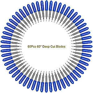 CJRSLRB 60Pcs 60° Deep Cut Replacement Blades for Cricut Explore Air 2/Air 3/Maker/Maker 3/Expression Cutting Machines, Fine Point Deep Cut Blade Fit for Thick Vinyl Fabric Cutting