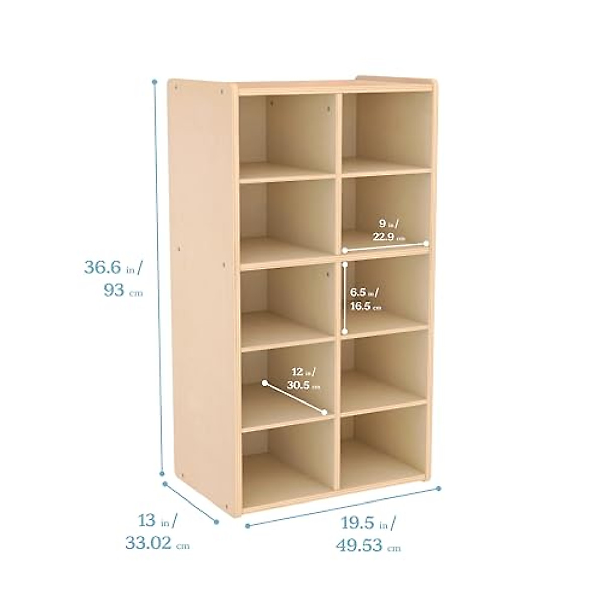 ECR4Kids Streamline 10 Cubby Tray Cabinet with Scoop Front Storage Bins, 5x2, Classroom Furniture, Contemporary