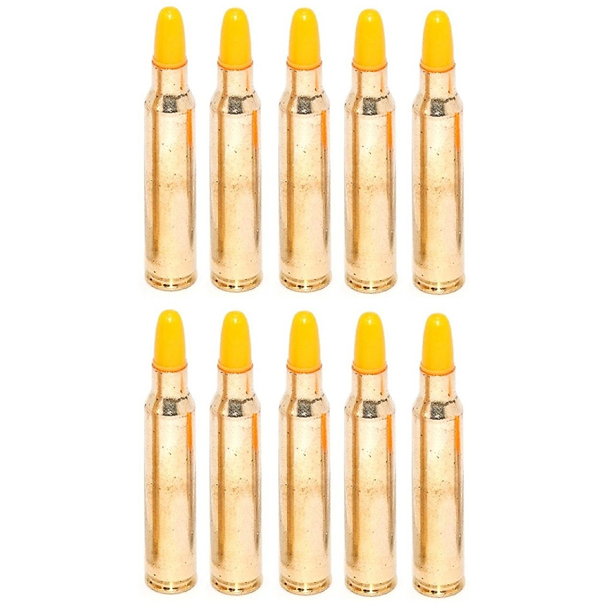 St Action Pro Pack of 10 Inert .223 REM Remington 5.56 NATO M16 AR-15 Rifle Orange Safety Trainer Cartridge Dummy Ammunition Ammo Shell Rounds with Brass Case