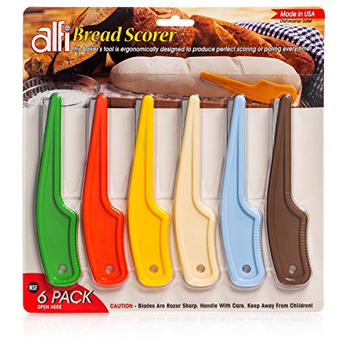 Alfi Bread Scorer - Slashing Tool for Scoring Dough with Razor Sharp Blade (6-Pack)