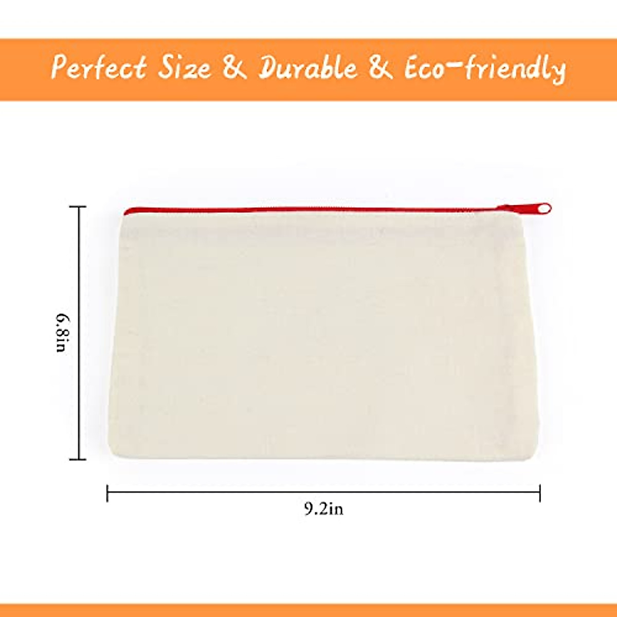 LUPBOK 40Pcs Blank DIY Craft Bag Canvas Pen Pencil Pouch Bags Canvas Zipper Pouch Cute Makeup Bag Travel Cosmetic Bag,L