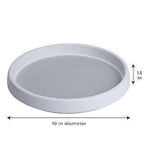 Smart Design Lazy Susan Turntable - 10 Inch - Non-Slip Lining and Feet - BPA Free - Cupboard, Fridge, Jars, Spices, Cans, Cabinet, Countertop, Pantry, Storage, Kitchen Organizer - White with Gray