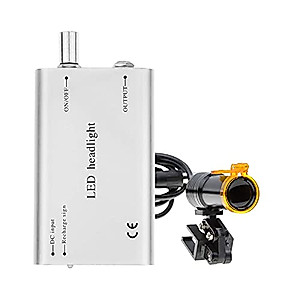 2.5×420mm Working Distance Surgical Binocular Loupes Glasses Magnifier with 5W LED Headlight Lamp Filter+ Aluminum Box (Silver)