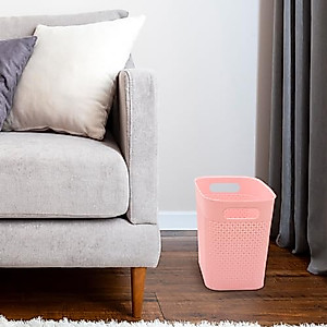 QPB Trash Can Plastic Trash Can Wastebaskets Garbage Bin Recycling Bin Slim Garbage Can Trash Bin with Handles for Narrow Space Bathroom Bedroom Laundry Home Kitchen Office (Large, Pink)