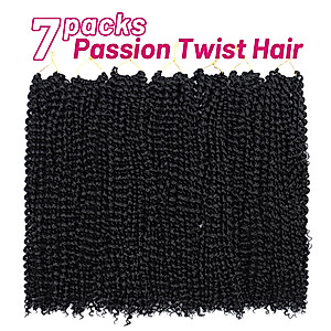 Dorsanee Passion Twist Hair 18 Inch 7 Packs Water Wave Crochet Hair Long Bohemian Curly Braiding Hair for Butterfly Locs, Faux Locs, Boho Style Spring Twist Crochet Braids (1B#)