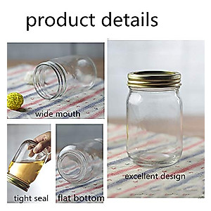 Encheng 16 oz Glass Jars With Lids,Wide Mouth Ball Mason Jars For Storage,Canning Jars For Pickles,Herb,Jelly,Jams,Honey,Dishware Safe,Set Of 15