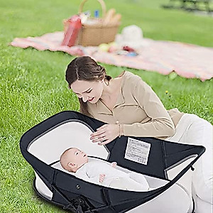 Baby Travel Bassinet Portable Bassinet-Mini Travel Crib Infant Travel Bed with Mosquito Net and Canopy Lightweight Washable Foldable