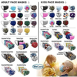 WECARE Disposable Face Mask Individually Wrapped - 50 Pack, Tie Dye Masks 3 Ply
