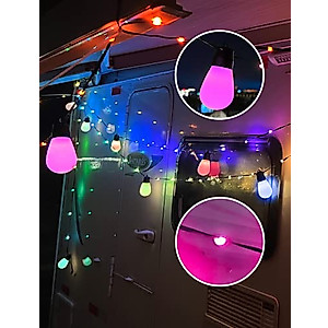 Outdoor String Lights Custom Modes - 50Ft Patio Lights with Rope Fairy App Control RGBW Smart Dimming Outside Light with Schedule Timer 84 LED 15 Edison Bulb for Backyard Garden Party Wedding Holidays
