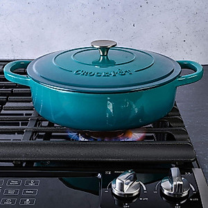 Crock-Pot Crock Pot Artisan Enameled Cast Iron Braiser W/Lid, 5 Quart, Teal Ombre