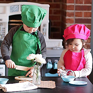Dapper&Doll Kids Apron and Chef Hat - Gift Set for Boys Girls Ages 4-10 - Green