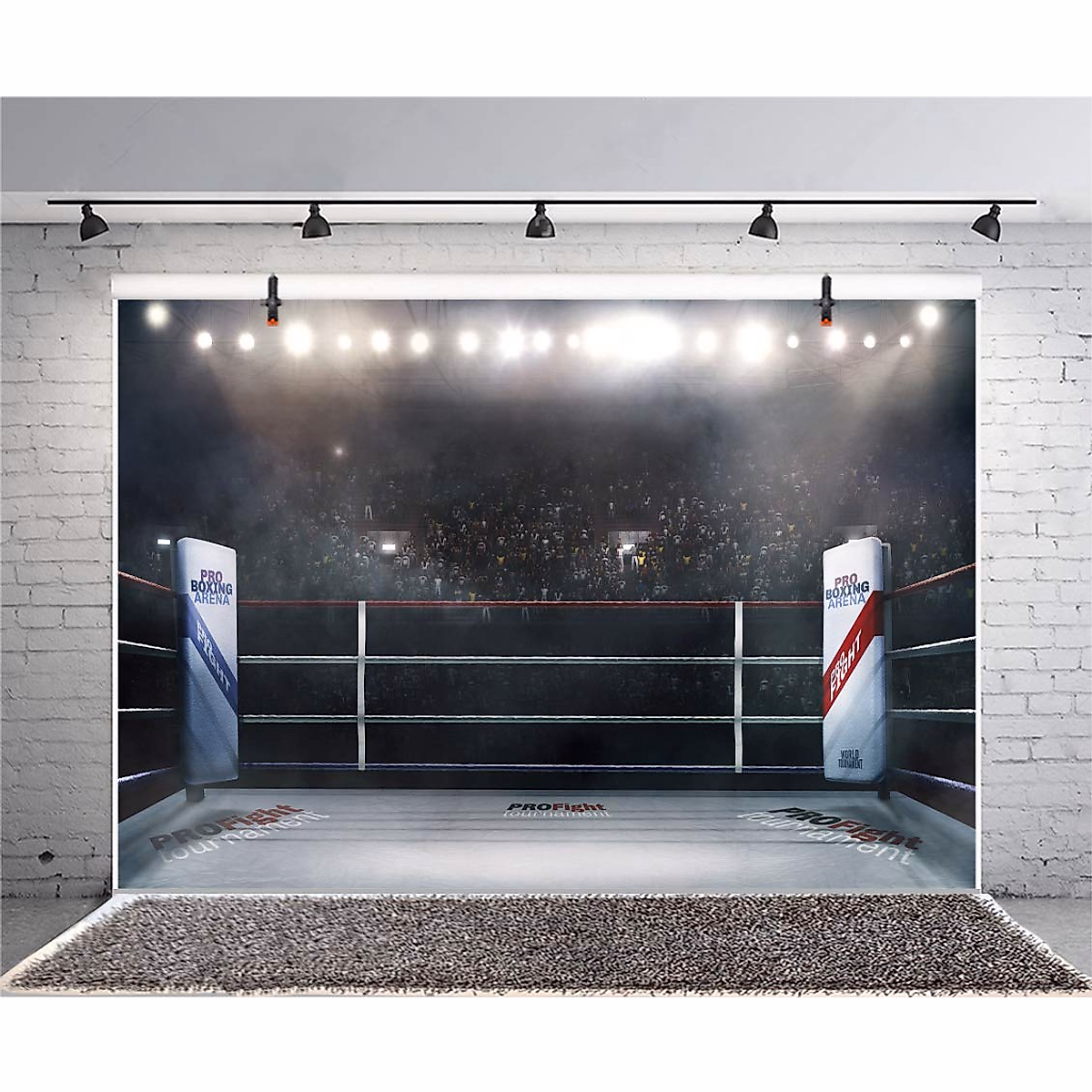 LFEEY 10x7ft Boxing Ring Backdrops for Photography Stadium Cheer Audience Boxing Theme Party Decorations Party Supplies Men Boy Birthday Background Sportsman Backdrop Photoshoot Studio Props