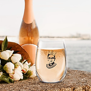 Majority Blue - Ruth Bader Ginsburg - RBG Wine Glasses | Gifts for Feminist | RBG Wine Glass Gifts for Women | Gift for Her | RBG Crown | Ginsburg Lawyer Glass | Justice Glassware Collection (15 oz)