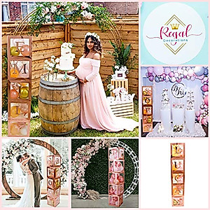 96 PC Bridal Shower Decorations Balloon Boxes Rose Gold - Transparent Block with BRIDE TO BE + GROOM + A - Z Letters and 40 Balloons- Engagement Bachelorette Parties Weddings Centerpieces Photo Booth