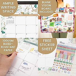 bloom daily planners 2024 Desk Calendar - 21" x 16" Large Monthly Organizer Pad with Stickers (January 2024 - December 2024) Desktop Blotter - Greenery