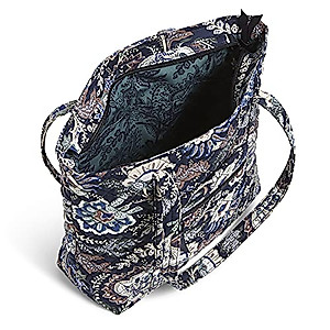 Vera Bradley Women's Cotton Small Vera Tote Bag, Java Navy Camo - Recycled Cotton, One Size