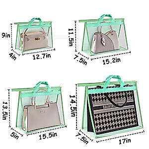 Quoyiyo Clear Tote Bag Organizer Dust Cover Organizer Transparent Handbag Organizer Organizer Organizer with Reinforced Handle and Zipper, Tote Bag Organizer (lGreen - 8 Pack)