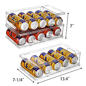 Jucoan 2 Pack Skinny Can Organizer for Refrigerator, Stackable 2-Layer Automatic Rolling Skinny Tall Cans Dispenser Soda Can Holder Storage Bin for Fridge, Kitchen Pantry, Countertops, Cabinets