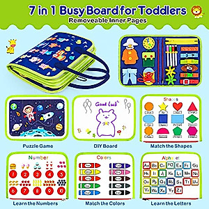 Toddlers Busy Board Montessori Toys for 3 4 Year Old Boy Girl Gifts Sensory Toys Activity Board Busy Book for Learning Fine Motor Skills Autism Quiet Book Educational Toys for Toddlers Travel Toys