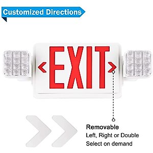 EXITLUX 1 Pack Red Led Emergency Exit Lights with Battery Backup-UL Certified 2 LED Adjustable Head -120/277VAC-Emergency Exit Sign/Exit Emergency Light Combo/Exit Signs for Business/Room.