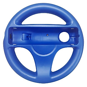 Jadebones 2 Pack Racing Steering Wheel with Wrist Strap for Wii and Wii U Remote Controller (Red+Blue)
