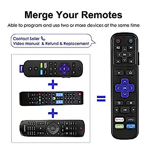 SofaBatn R2 Universal IR Remote Replacement for Roku Streaming Player with 13 Extra Learning Buttons to Control TV Soundbar All in One (for Roku 1 2 3 4 Premier+ Express+ Ultra, NOT for Roku Stick)