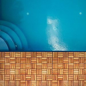 Solid Wood Interlocking Deck Tiles (Pack of 10, 12" x 12"), Acacia Deck Tiles, Floor Tiles for Both Indoor and Outdoor Use, Waterproof All Weather 12slats (12x12, 12 Slat)