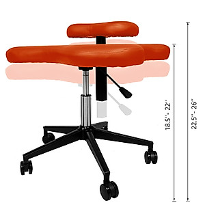 H&A Cross-Legged kneeing Chair for Office Home, Meditation Seat for Reducing Back Pain, Ergonomic Posture Corrective Seat with Height Adjustable (Orange), 26.5inch x 23.5inch