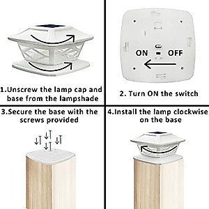 JOHOO Fence Post Cap Solar Lights, 2 PK Cool White LEDs Outdoor Deck Lamp Fits 4x4 5x5 6x6 Wooden Posts Waterproof for Deck, Patio, Garden, Yard Decoration