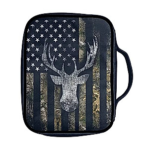 Suobstales Deer Bible Covers for Women Men Bible Case Camo American Flag Bible Bag Bible Accessories with Handle and Zippered Pocket Bible Tote Bag for Kids