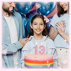 Pink 17th Birthday Candles,Diamond Design 3D Number 17 Birthday Candle,Happy 17th Birthday Cake Topper Decorations for Girls Women Birthday Anniversary Wedding Party Celebration Supplies