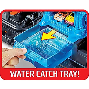 Hot Wheels Toy Car Track Set City Ultimate Octo Car Wash & Color Reveal Car in 1:64 Scale, Color Change in Very Warm & Icy Cold Water