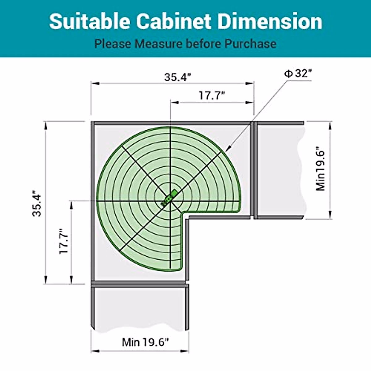 32 Inch Kidney Lazy Susan Turnable, White Lazy Susan Kitchen Cabinet Organizer