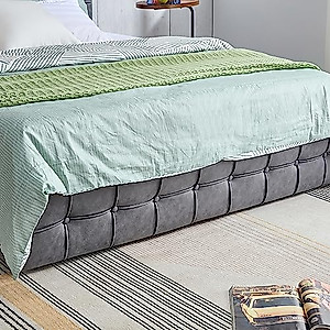 Full/King/Queen Size,Upholstered Platform Bed Frame with Adjustable Headboard,Square Stitched Button Mattress Foundation w/Wood Slats,No Box Spring Needed (Dark Grey, Queen (U.S. Standard))