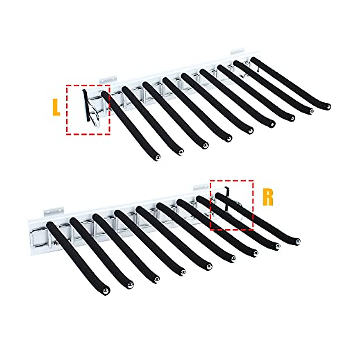 Pull Out Trousers Rack 9 Arms Closet Pants Hanger Bar Stainless Steel Hanger Rail Extendable Trousers Hanger for Clothes Towel Scarf Trousers Tie, 18.11x12.83in (Right Installation)