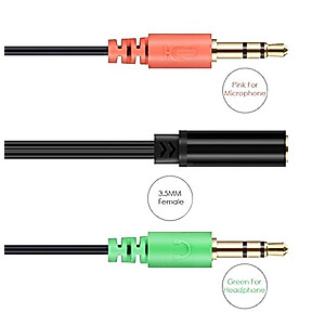 D & K Exclusives Headphone Mic Splitter Adapter for Laptop Dual 3.5mm Male to 3.5mm Female Headphone Mic Audio Y Splitter Cable Smartphone Computer Headset to PC Adapter