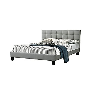 simple relax Grey Fabric Upholstered Bed, Cal. King Size