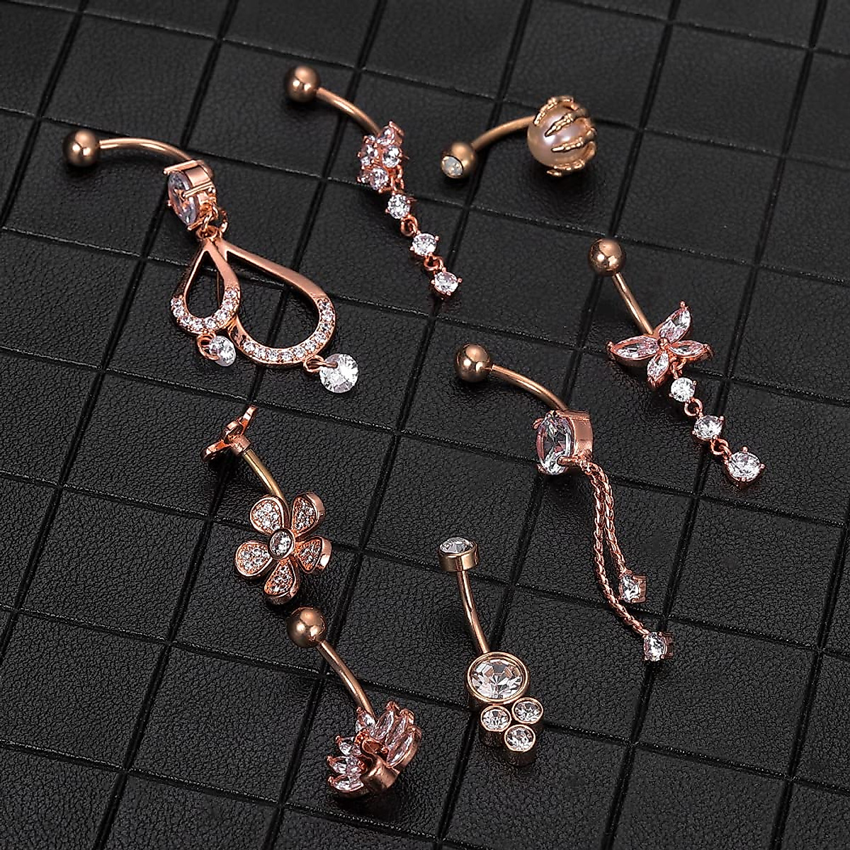 WASOLIE8PCS 14G Sliver Button Jewelry Stainless Steel Belly Rings for Women