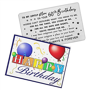 DEGASKEN Mom 60th Birthday Card - 60th Birthday Decorations Women - Engraved Wallet Card, 60th Birthday Gifts for Mom