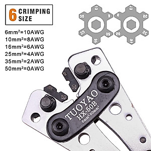 TUOYAO Battery Cable Lug Crimping Tool,Wire Crimper Tool,AWG 10-1/0 for Heavy Duty Wire Lugs,Battery Terminal,Copper Lugs Terminals