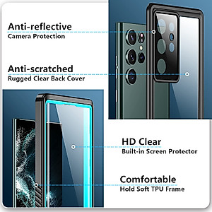 SPIDERCASE Designed for Samsung Galaxy S22 Ultra Case, Waterproof Built-in Screen Protector Full Protection Heavy Duty Shockproof Case, Teal