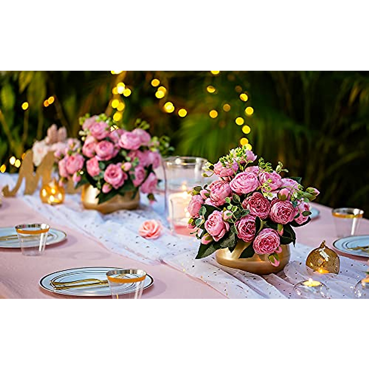 Vixdonos Gold Metal Flower Pots Brass-Toned Garden Planters, 7.1/6.3 Inch Indoor Round Succulent Containers, Pack 2 Cactus Plant Pots with Drainage Hole