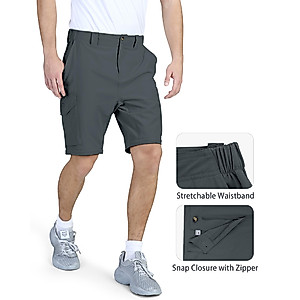 Outdoor Ventures Mens Hiking Pants Lightweight Quick Dry Convertible Pants, Stretch Zip-Off Cargo Pants for Travel Fishing Gery