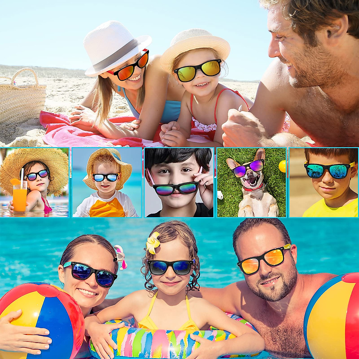 Kids Sunglasses Party Favors, 64 Pack Neon Sunglasses in Bulk with UV400 Protection, Boys Girls Eyewear Pack, Glasses Gift for Birthday Graduation Beach Pool Party Favors Supplies Goody Bag Fillers