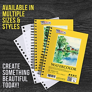 U.S. Art Supply 5.5" x 8.5" Premium Heavyweight Watercolor Painting Paper Pad, Pack of 3, 30 Sheets Each, 140lb (300gsm) - Spiral Bound, Cold Pressed, Acid-Free, Wet, Mixed Media - Artists, Students